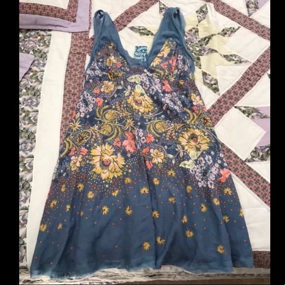 Free People | Dresses | Free People Indigo Floral Print Dress | Poshmark